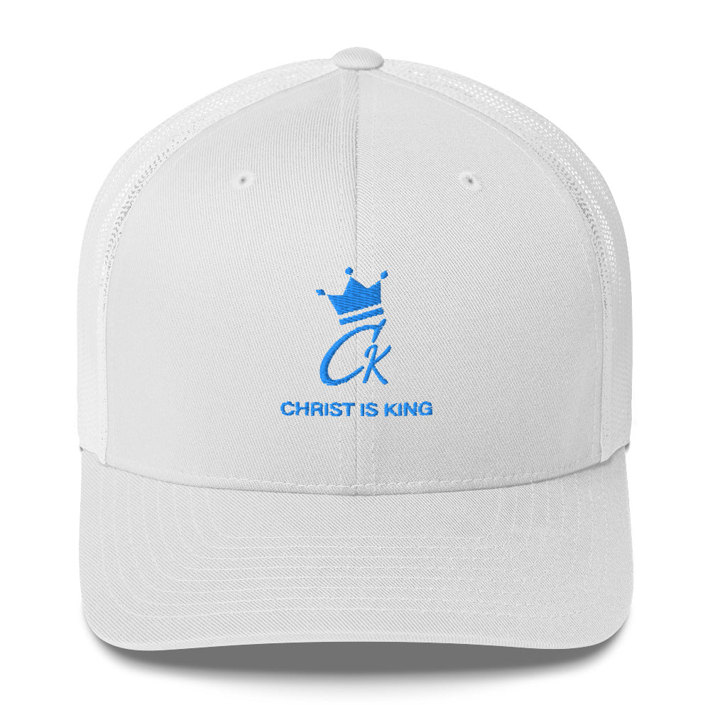 Christ is King Trucker Cap - Royal Blue Logo – Christ King Wear
